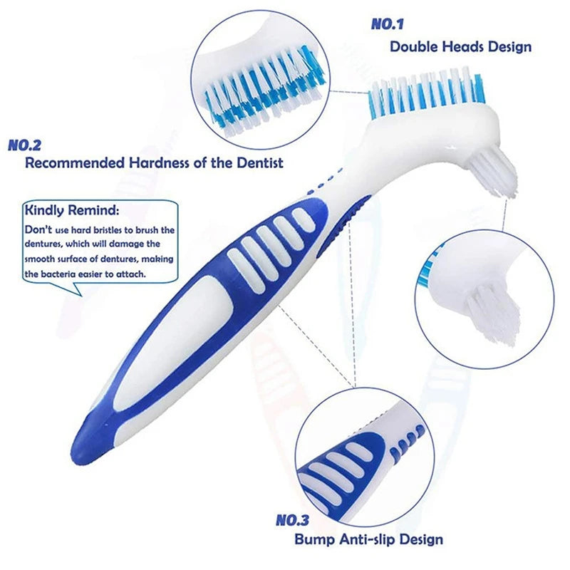 New Denture Cleaning Brush – Dual Heads & Multi-Layered Bristles for ...