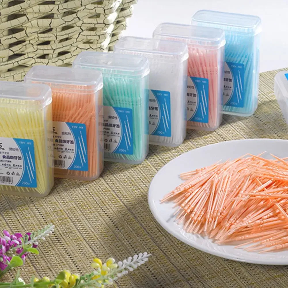 200pcs Double-Head Interdental Brush Toothpicks – Soft Plastic Oral ...