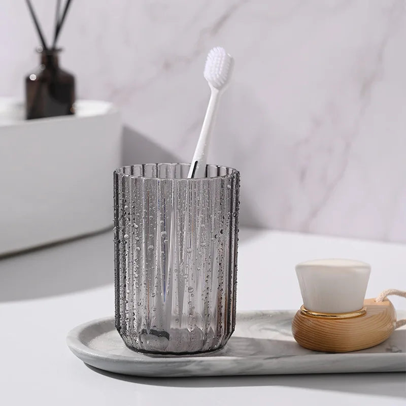 Bathroom Washing Cup – Transparent Plastic Mouthwash Cup & Toothbrush ...